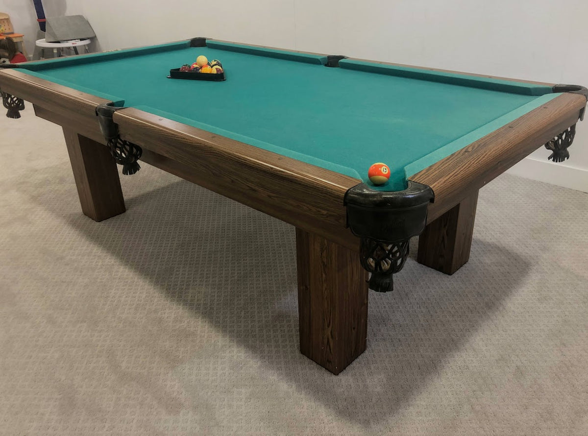 8' PREOWNED DUFFERIN ROYAL POOL TABLE INSTALLED WITH ACCESSORIES. WALN ...